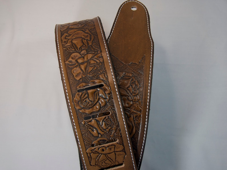PADDED LEATHER GUITAR Strap Roses - Etsy