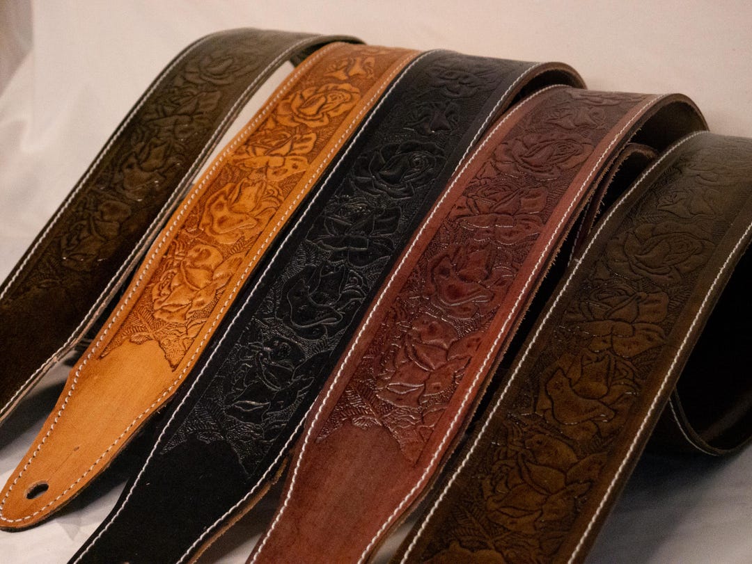 Roses Guitar Strap (padded Backing & Acoustic Attach.) - Etsy