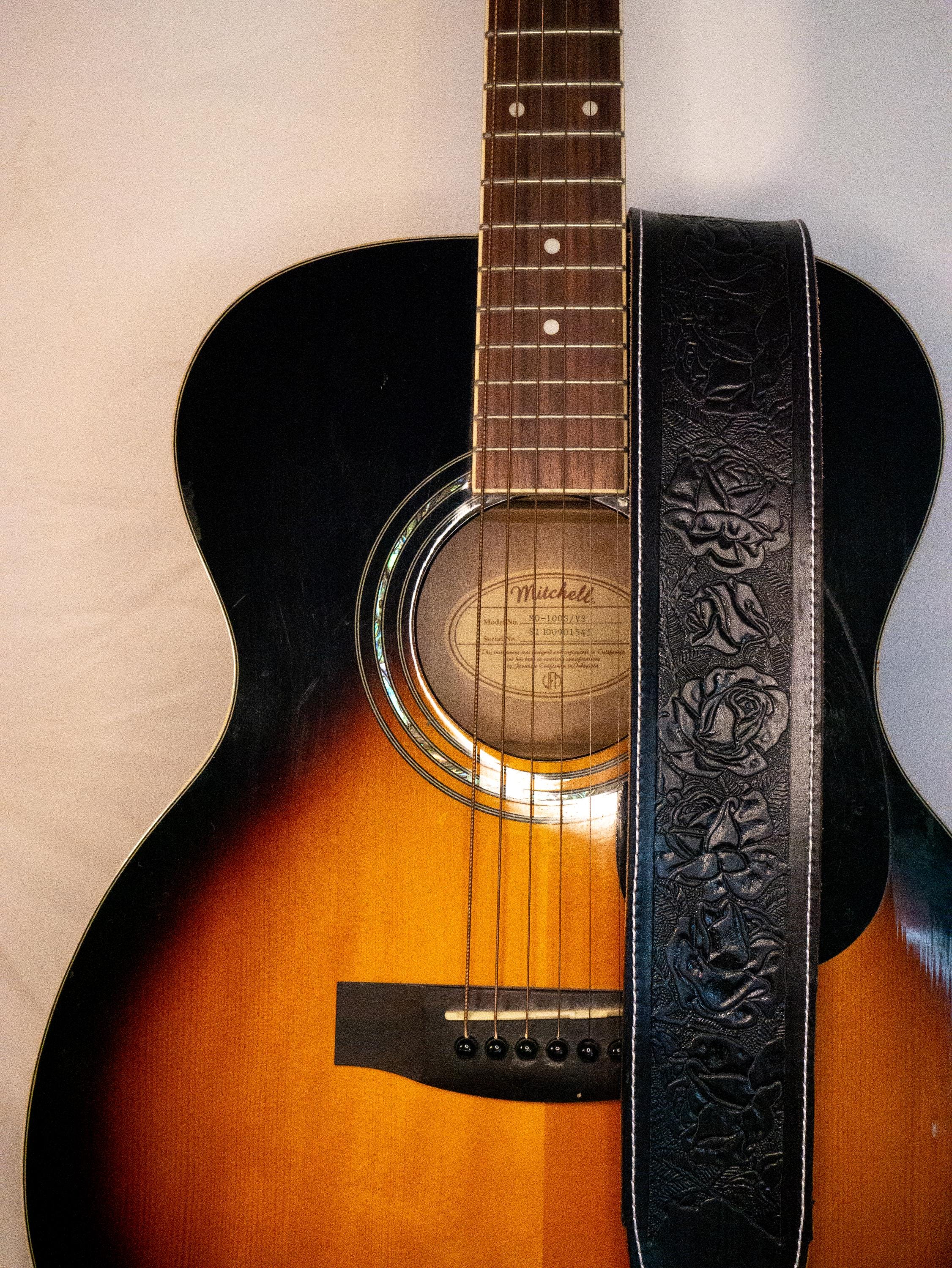 Roses Guitar Strap (padded Backing & Acoustic Attach.) - Etsy