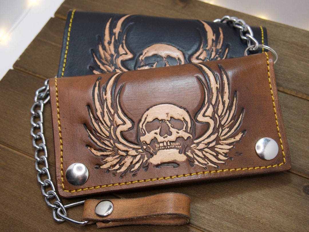 HANDMADE BIKER WALLET With Chain, Antique Finish - Etsy