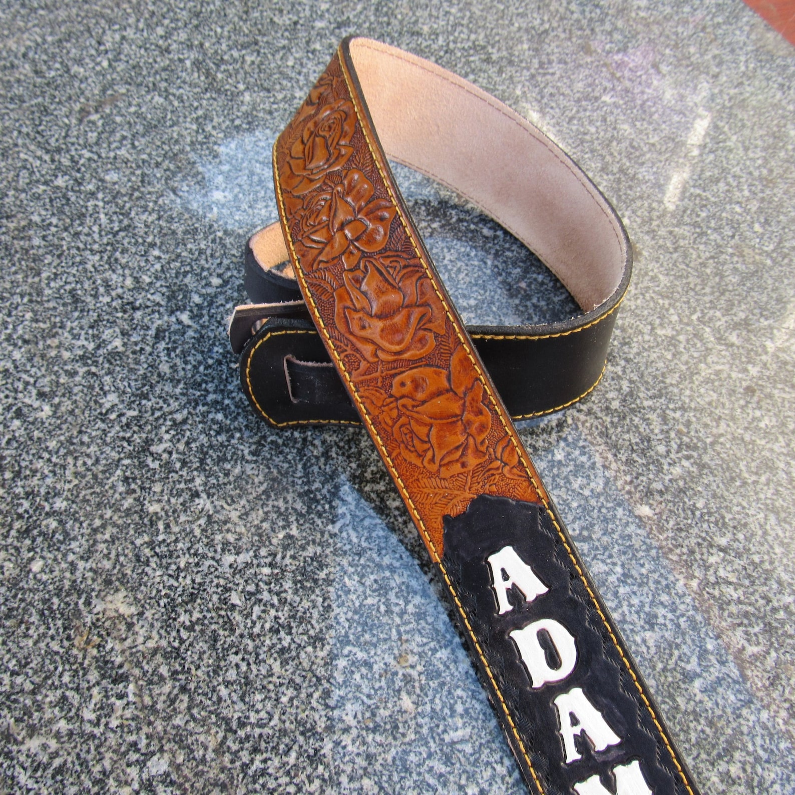 CUSTOM PADDED padded leather guitar strap personalized with | Etsy