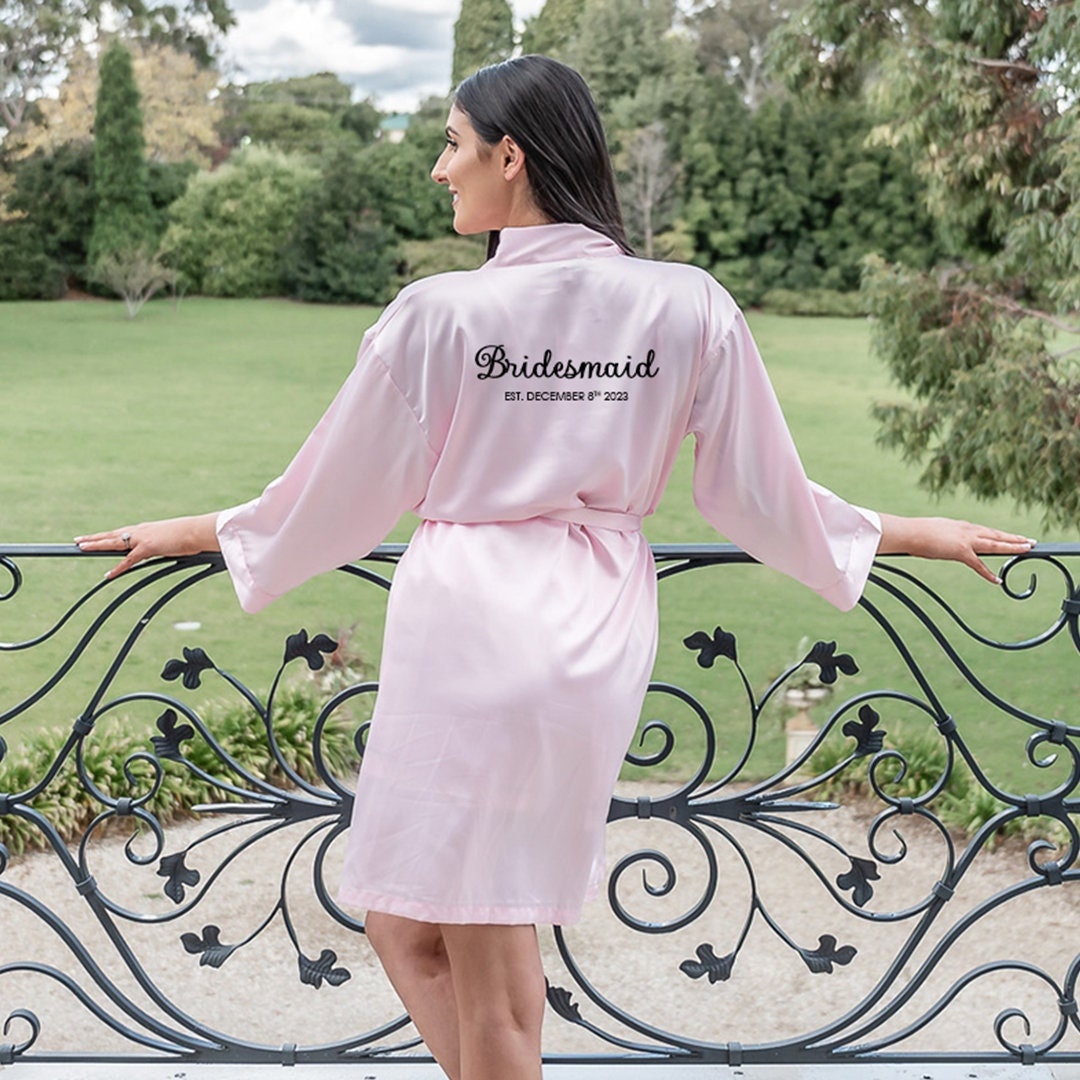 CUSTOM Personalised Satin Robe Printed Bridal Dressing Gown Bride ...