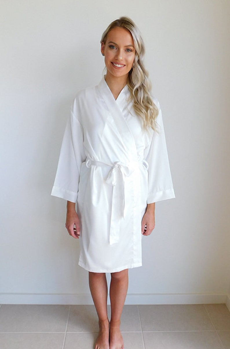PLAIN Satin Silk Bridal Robe Bride Bridesmaid Wedding Dressing | Etsy