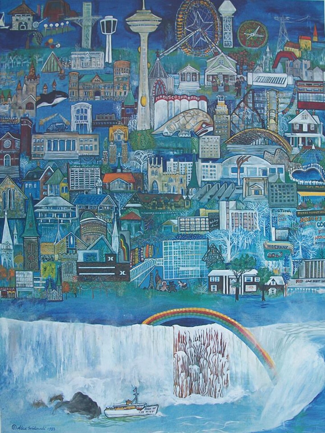 Vintage 1983 NIAGARA FALLS Collage Art Print by the Late Artist, Alice ...