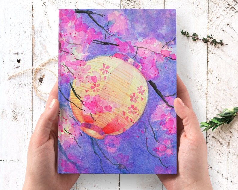 Japanese Art Journal Personalized Hardcover Journal Cherry - Etsy