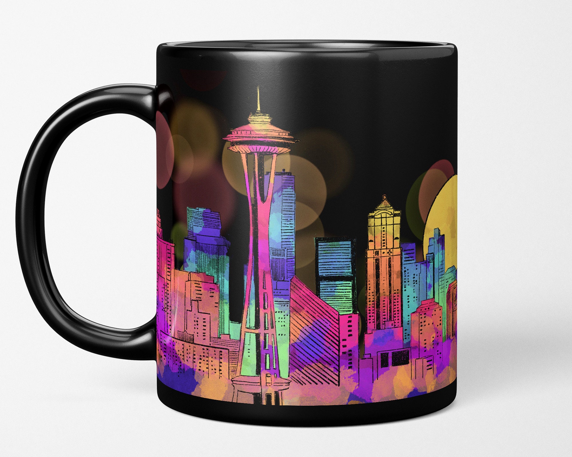 Seattle Mug Space Needle Mug Seattle Skyline Mug Coffee - Etsy