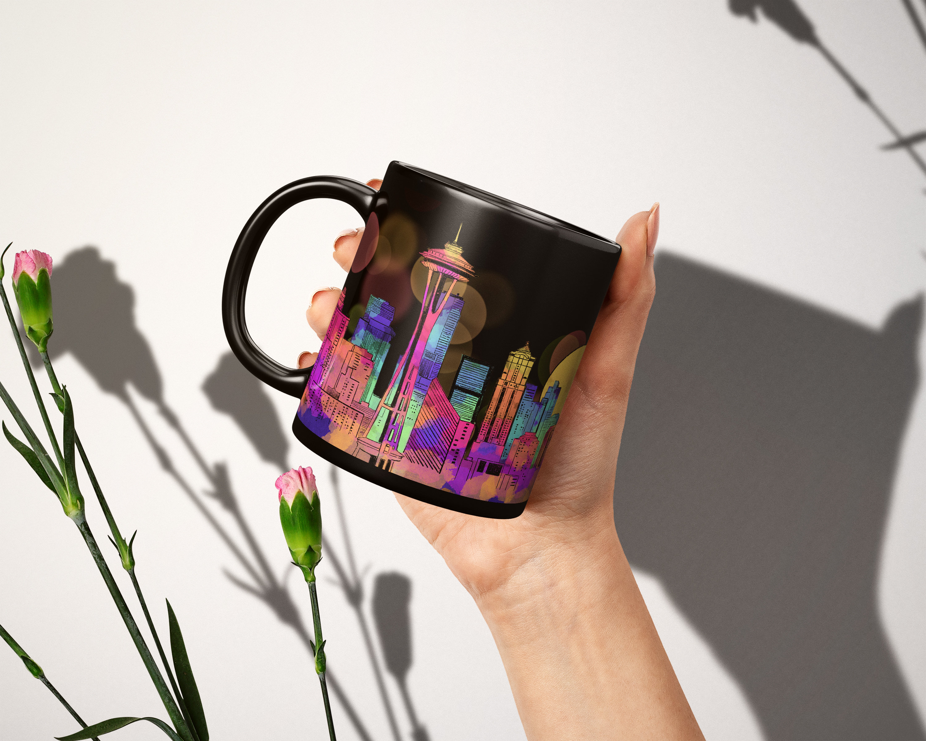 Seattle Mug Space Needle Mug Seattle Skyline Mug Coffee - Etsy