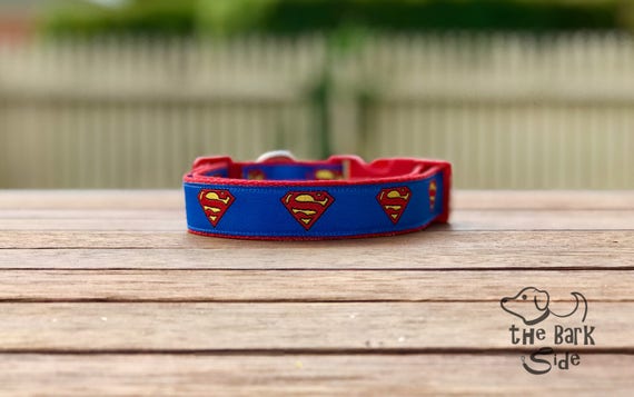 Superman Dog Collar / Superhero / Small / Medium / Large / | Etsy