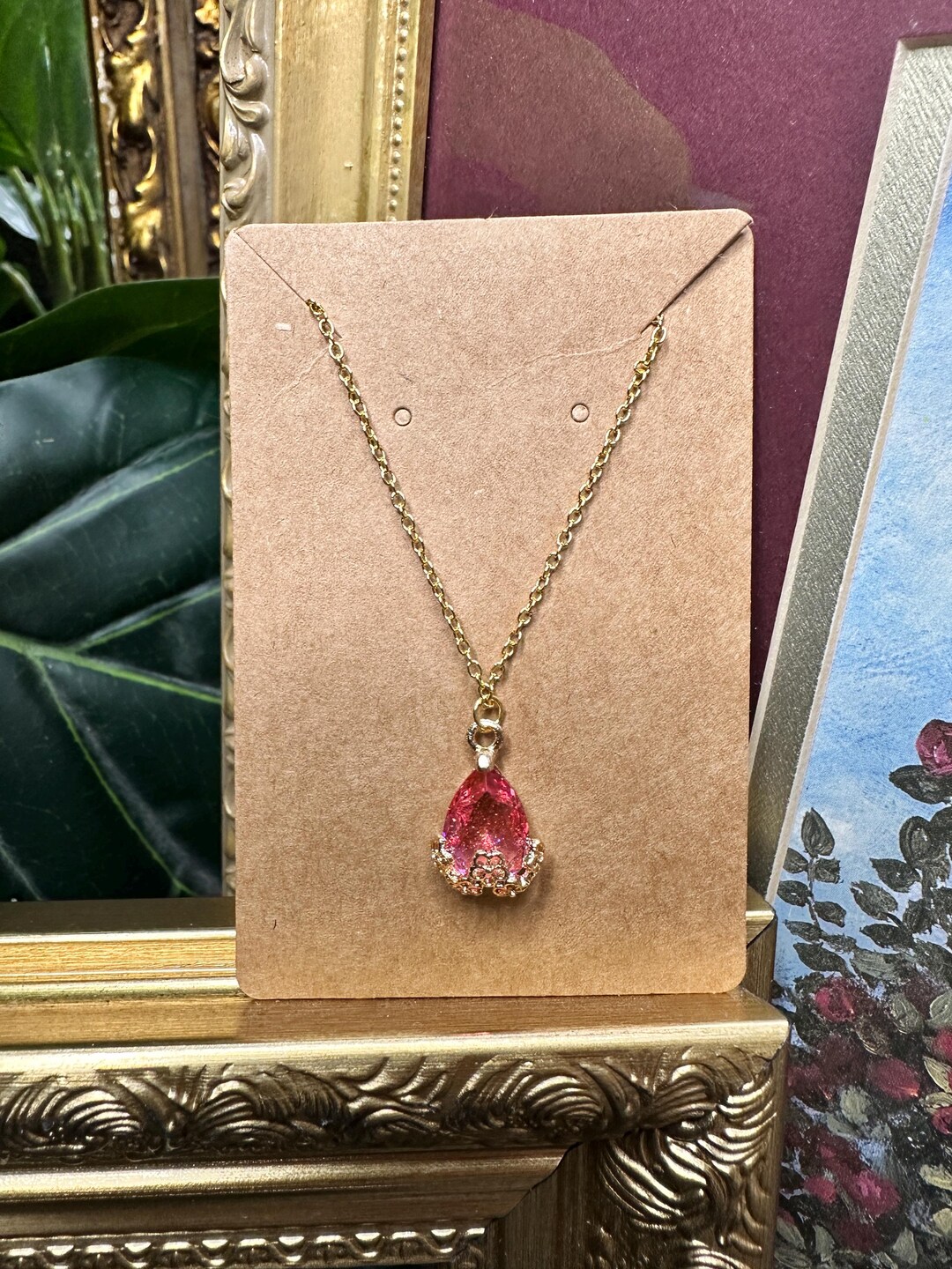 Dainty Barbie Pink Colored Charm Necklace With Glittery Details and ...