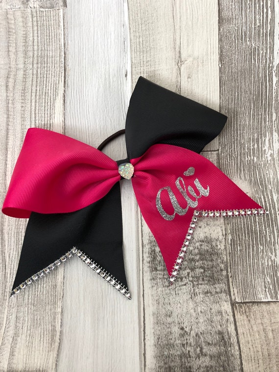 Pink And Black Cheer Bows