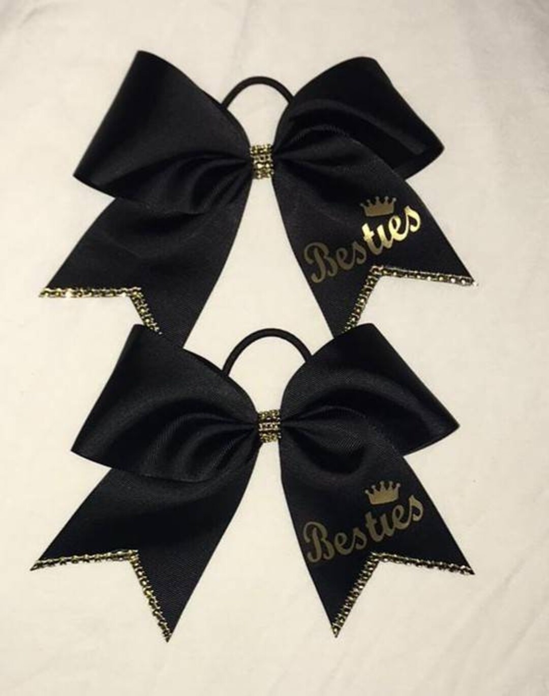 Besties Cheer Bows - Black and Gold Bestie Bows - BFF Hair Bows - Best ...