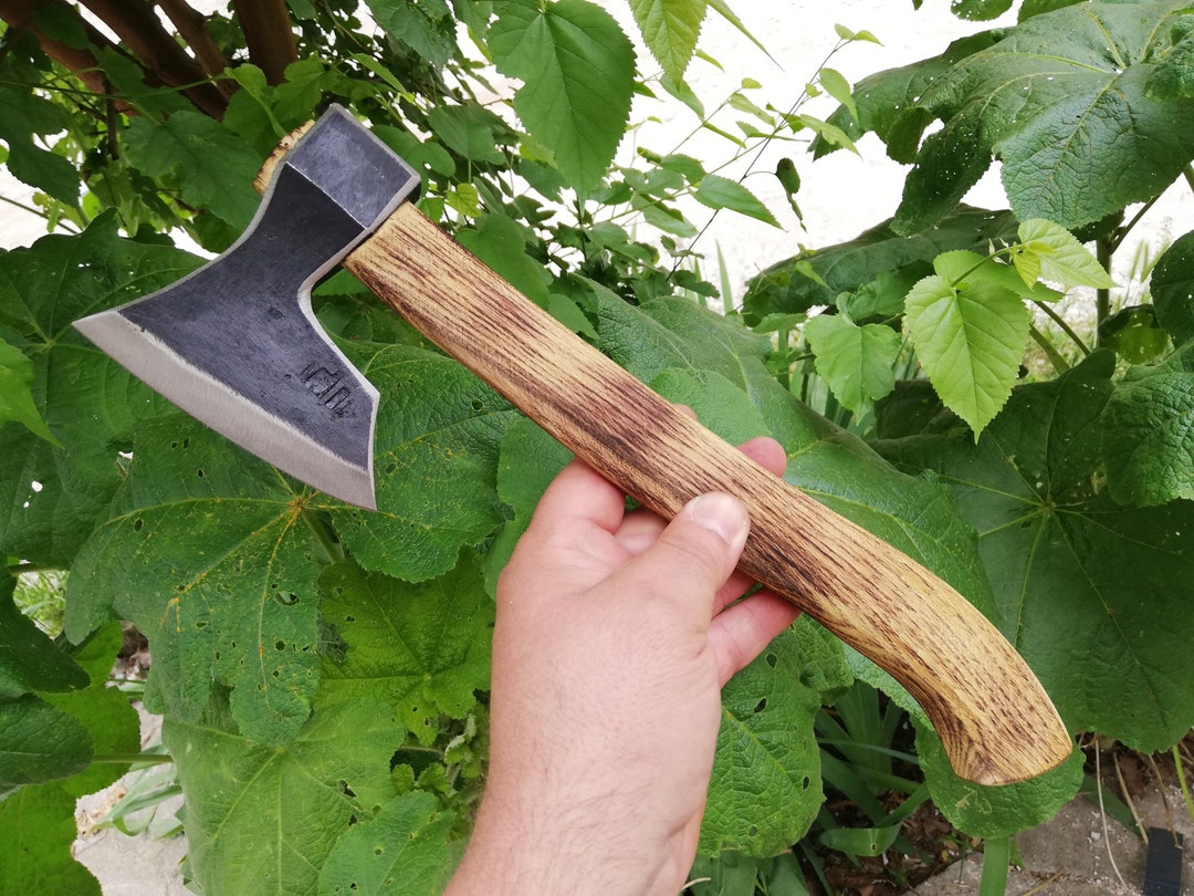 Handmade Forged Steel Viking Bearded Axe: Throwing Hatchet, Camping ...