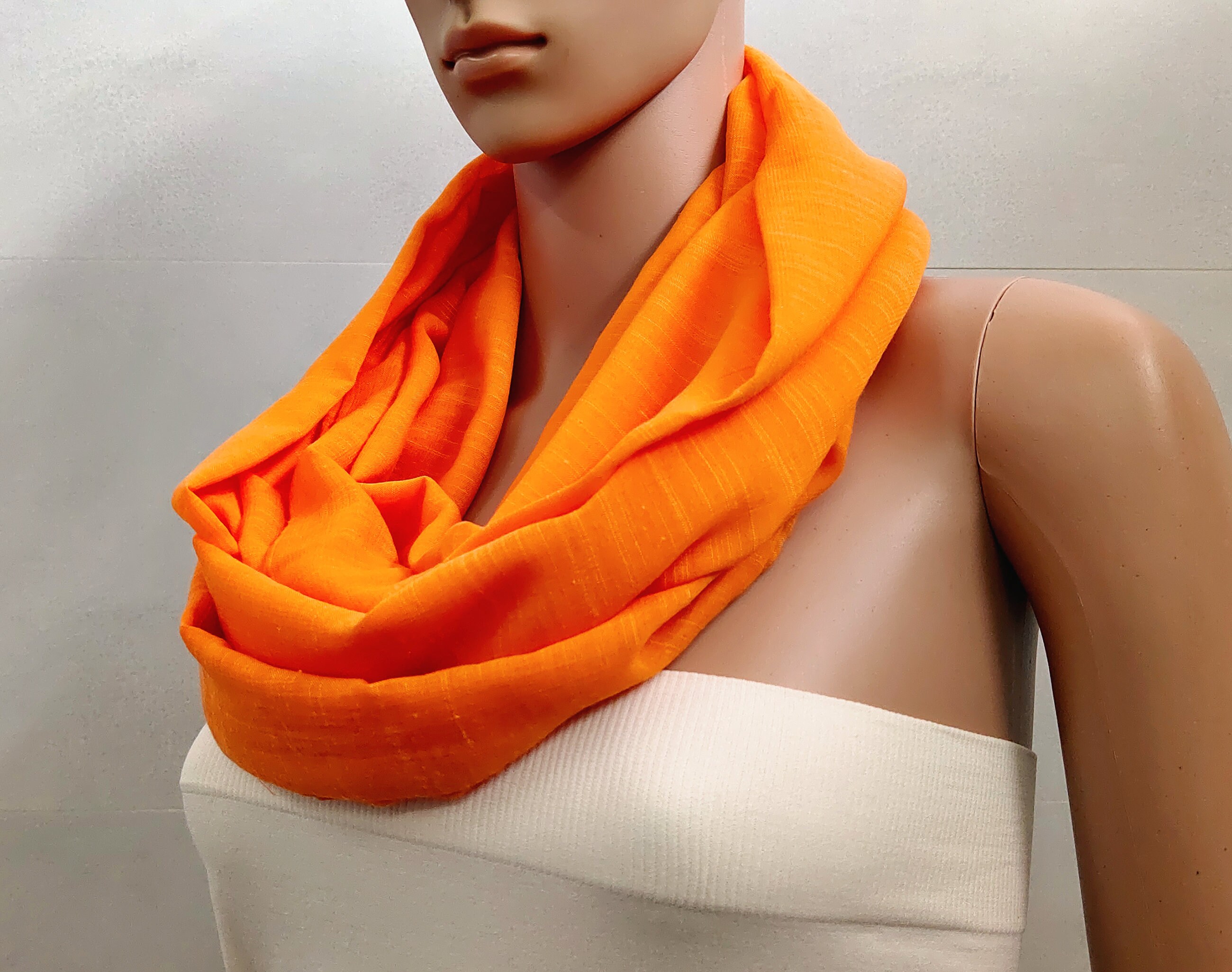 Orange Infinity Scarf Women Plain Summer Scarf Chunky - Etsy UK
