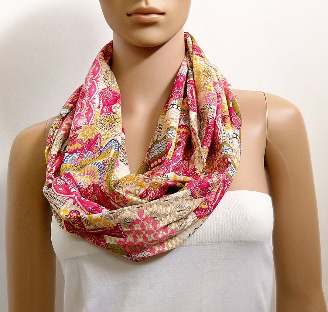 Pink Elephant Scarf, Cotton Infinity Scarf Women, Summer Scarves for ...