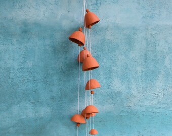 Hanging Pottery Bells, Elegant Black or White Natural Clay , Carved ...