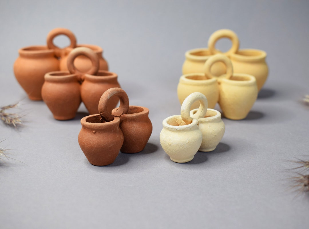 Miniature Pottery Stoneware Miniature Pots Tiny Pottery Dollhouse ...