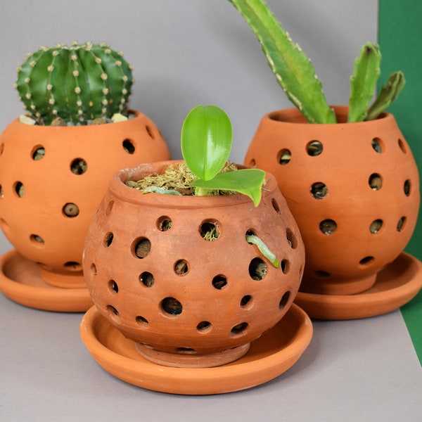 Clay Orchid Pot - Etsy