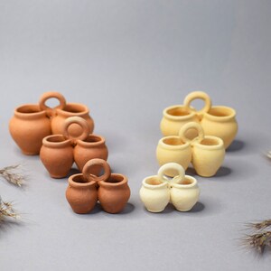 Miniature Pottery Stoneware Miniature Pots Tiny Pottery Dollhouse ...