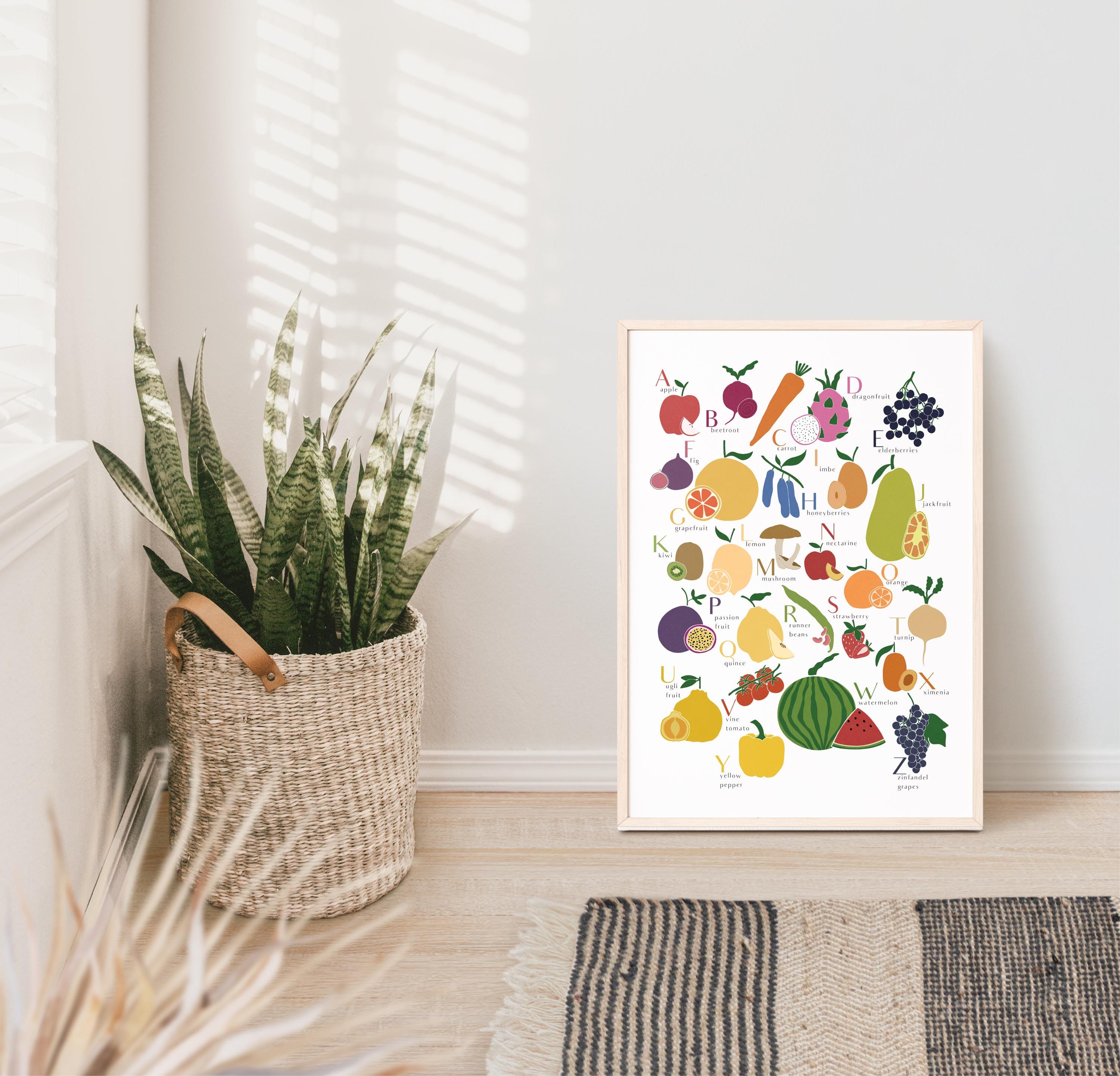 Fruit and Veg Alphabet Print. ABC Fruit & Vegetable Art. A-Z Food ...