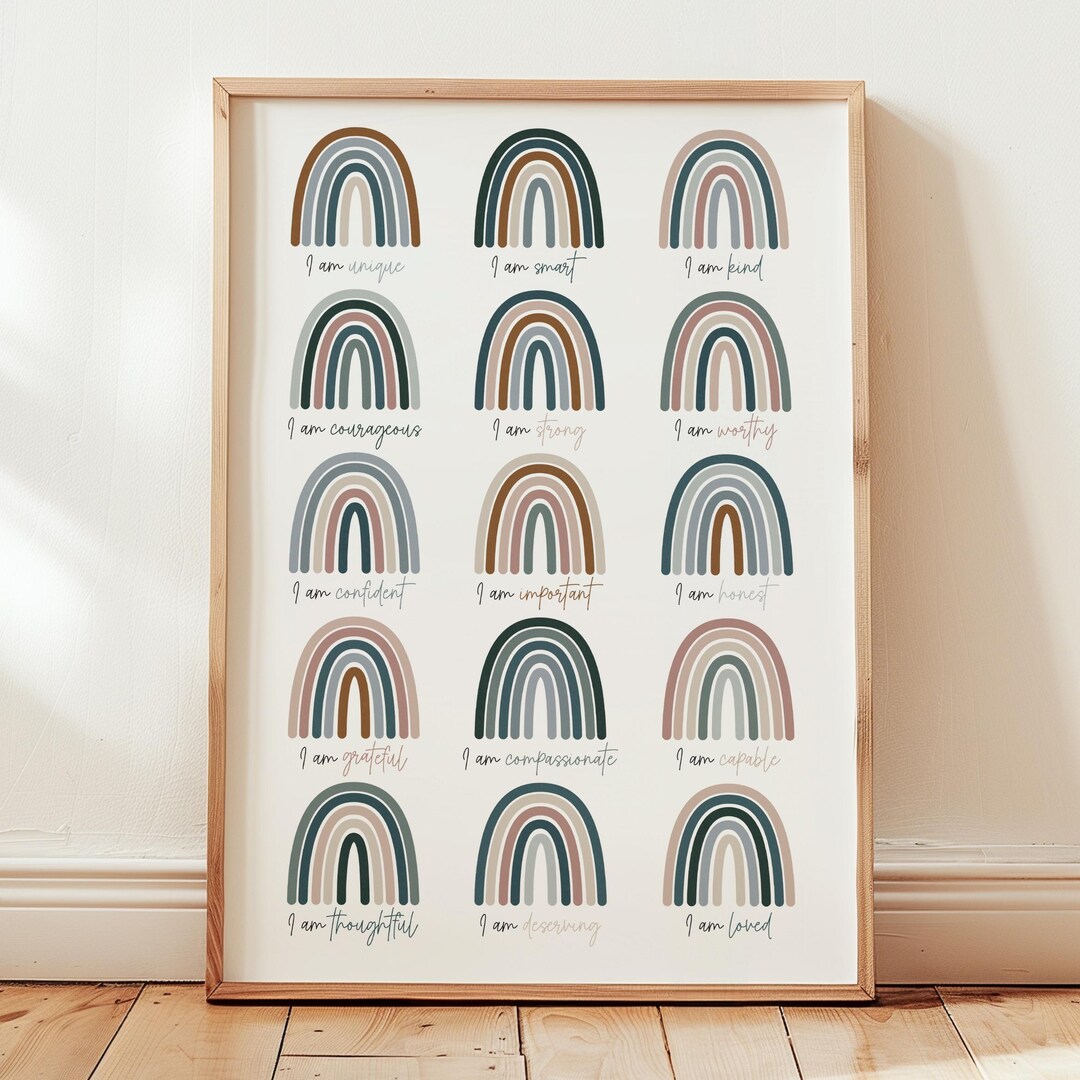Rainbow Affirmation Print. Rainbow Positive Affirmations. Nursery ...