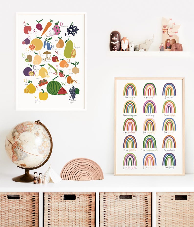 Fruit and Veg Alphabet Print. ABC Fruit & Vegetable Art. A-Z Food ...