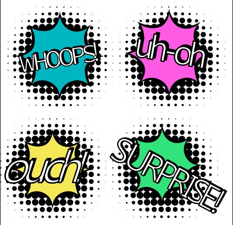 Whoops Ouch Surprise Comic Strip Sounds Clipart Vector - Etsy Australia