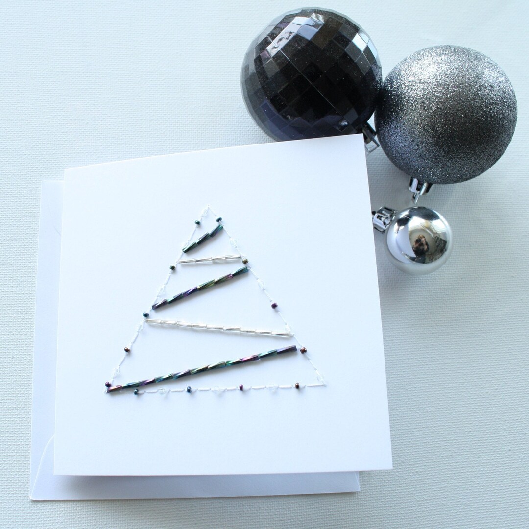Christmas Tree Cards Beaded Tree Cards Beaded Cards Beaded - Etsy
