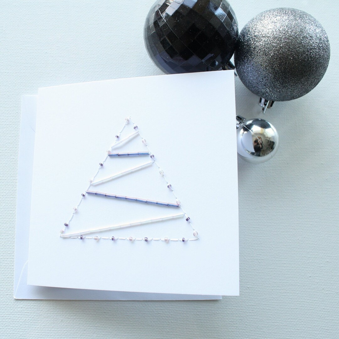 Christmas Tree Cards Beaded Tree Cards Beaded Cards Beaded - Etsy
