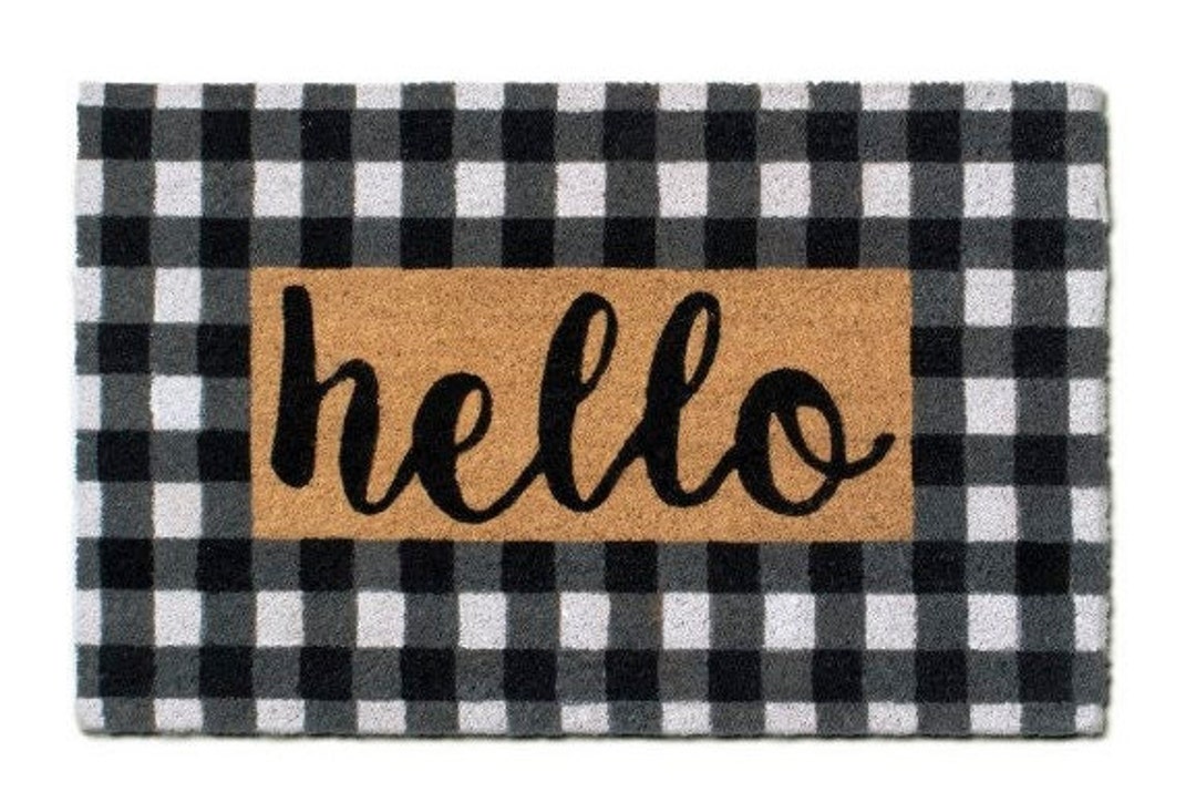 Hello Cursive Script Door Mat, Hello Door Mat, Front Porch Patio Décor ...
