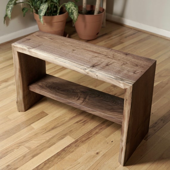 Live Edge Walnut Waterfall Bench 30 inches wide | Etsy