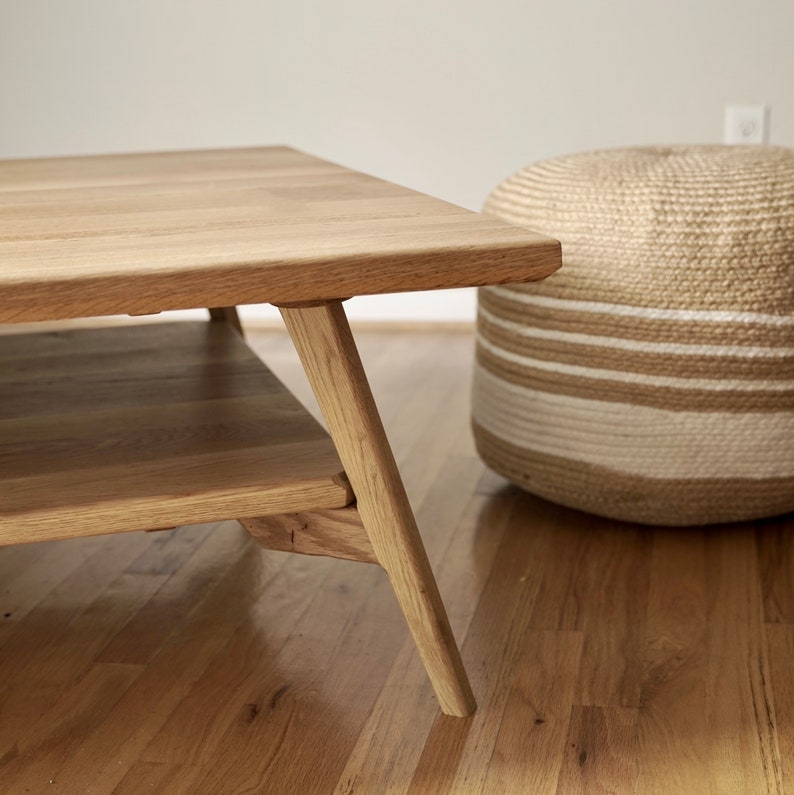 Square Scandinavian Coffee Table With Shelf - Etsy