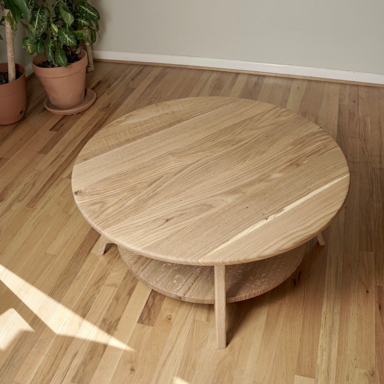 Circular Coffee Table With Shelf - Etsy