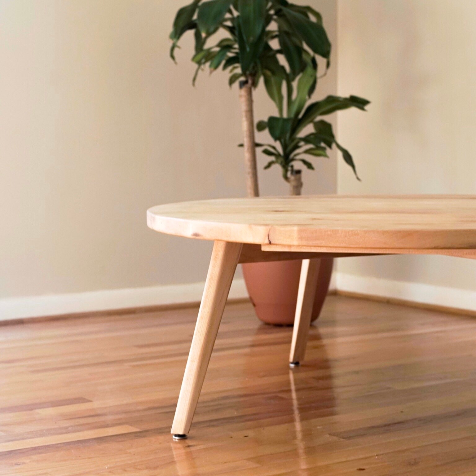 Round Scandinavian Coffee Table Maple Coffee Table Walnut | Etsy
