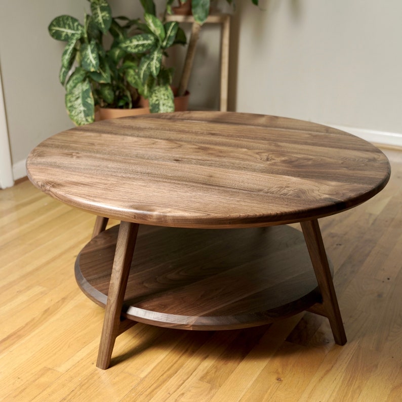 Circular Coffee Table With Shelf - Etsy