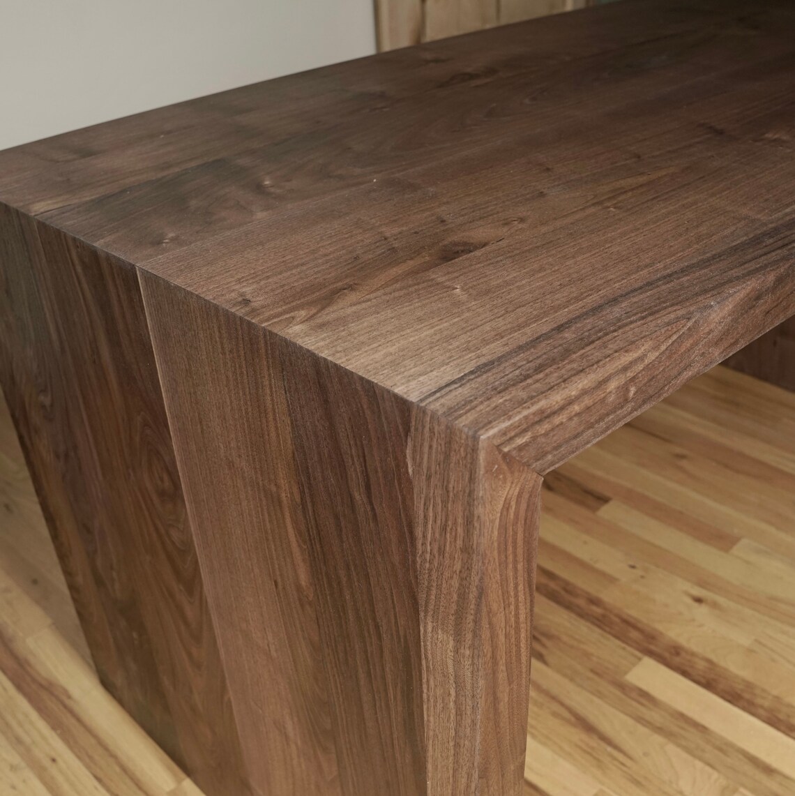 Custom Solid Wood Waterfall Desk | Modern Minimalist Office Desk - Etsy