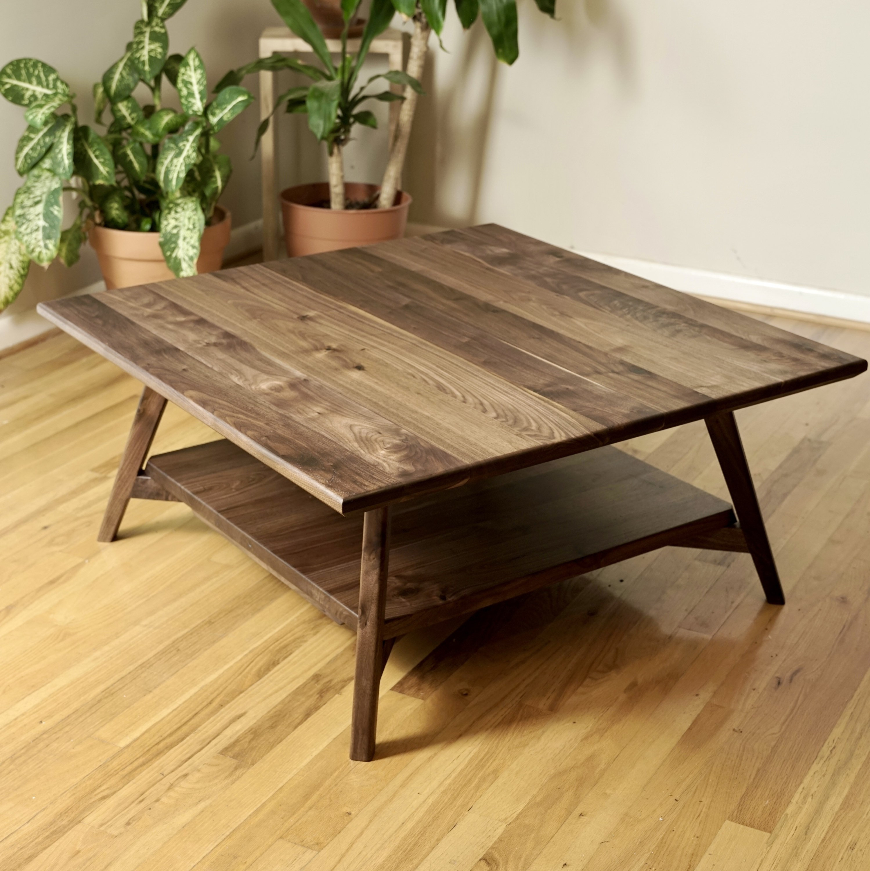 Square Scandinavian Coffee Table With Shelf - Etsy