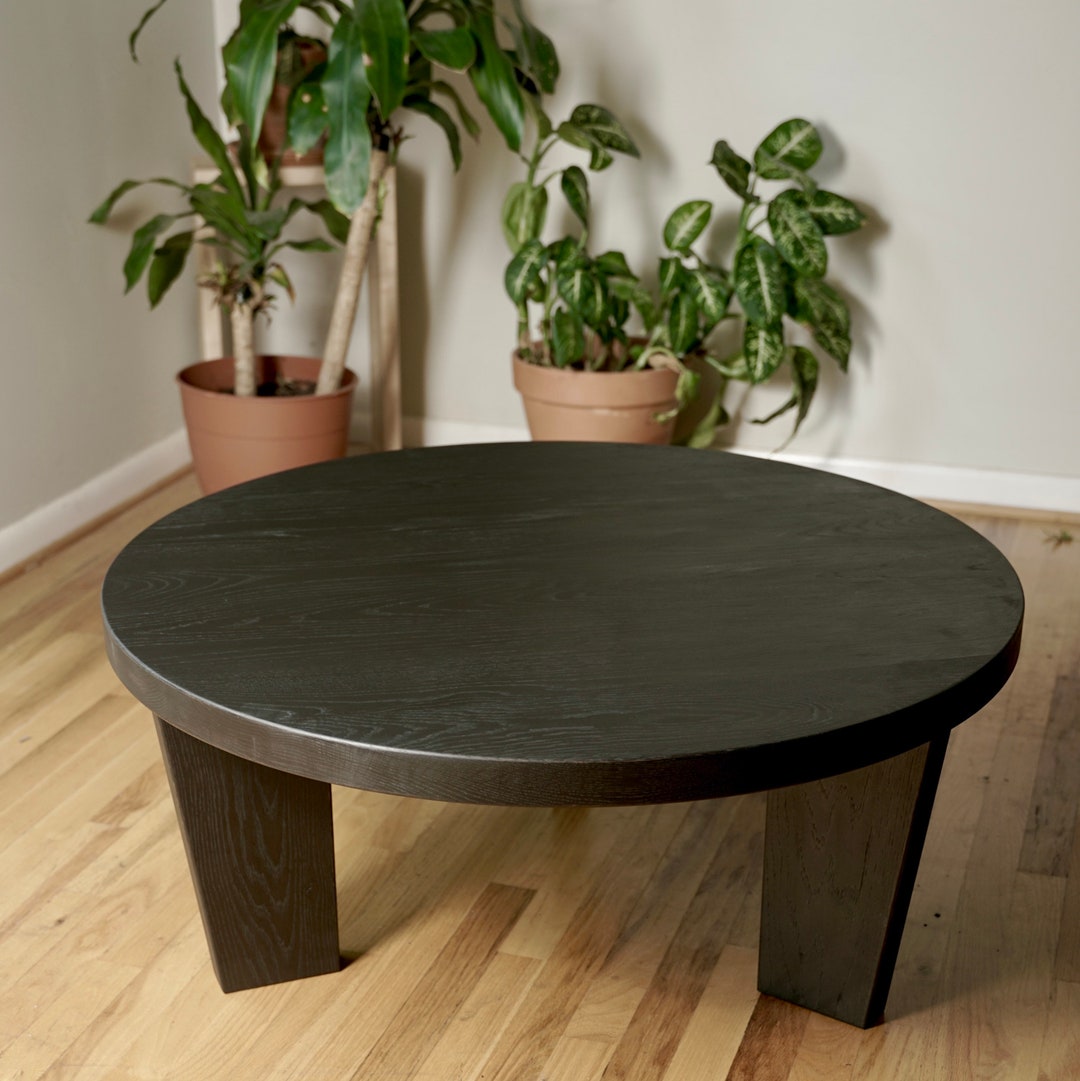 Modern Charcoal Round Chunky Coffee Table, Scandinavian, - Etsy