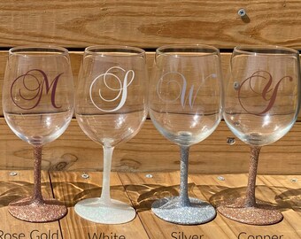 Monogram Wine Glass - Etsy
