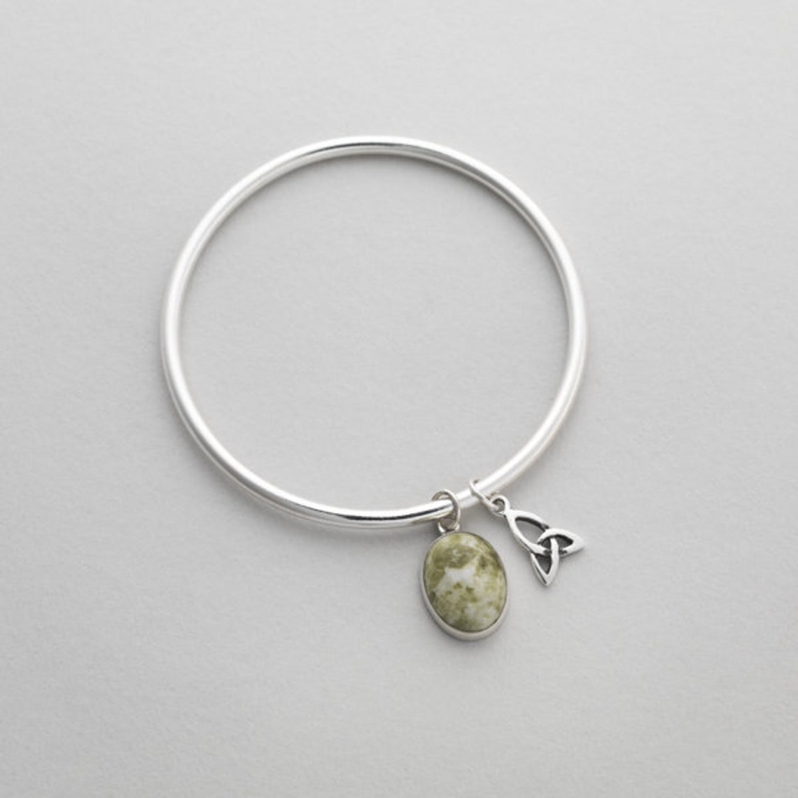Round Section Bangle With Iona Marble and Trinity Knot Charm - Etsy