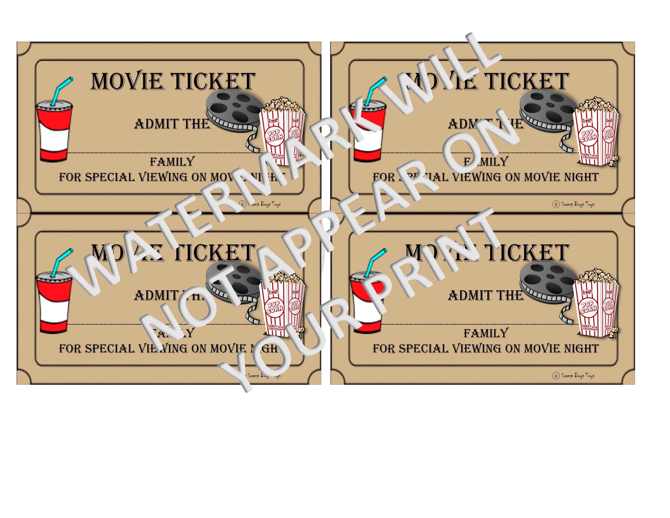 Printable Movie Ticket Gift Tag Label - Etsy