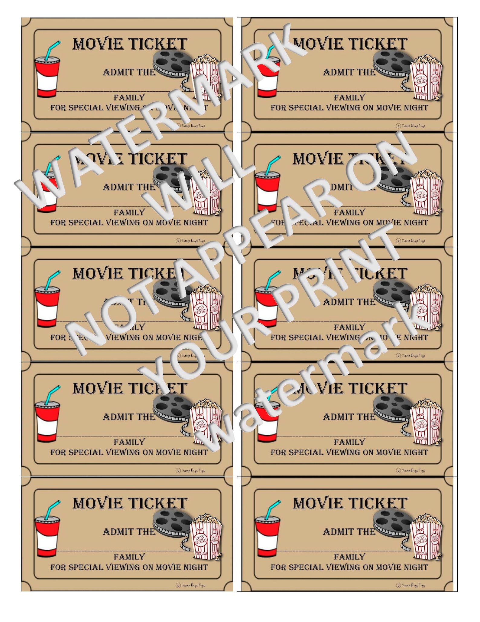 Printable Movie Ticket Gift Tag Label - Etsy