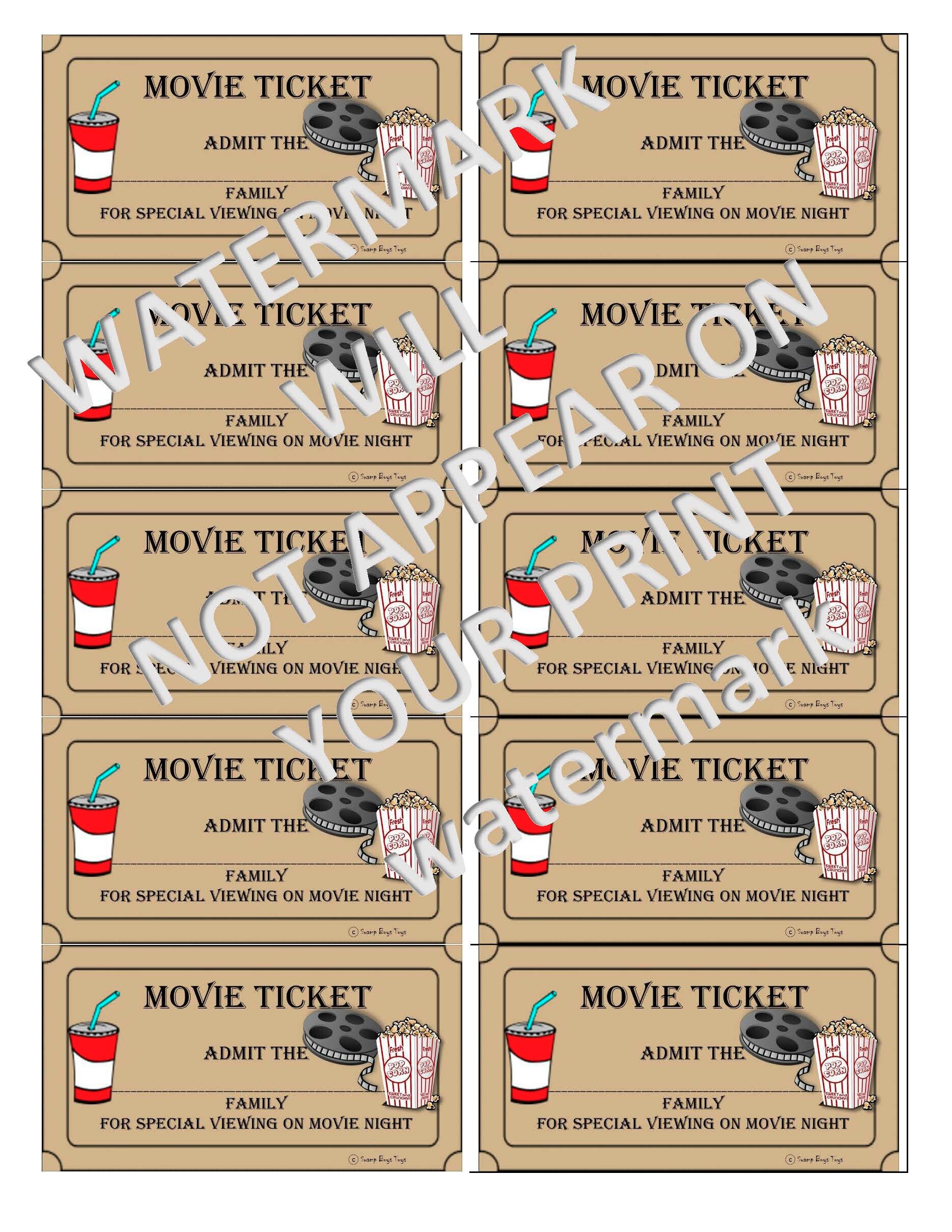 Printable Movie Ticket Gift Tag Label - Etsy