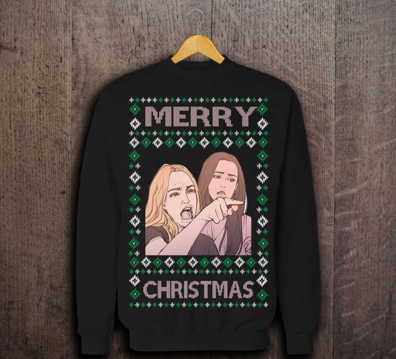 Lady Yelling at Cat Funny Christmas Sweater, Funny Matching Ugly ...