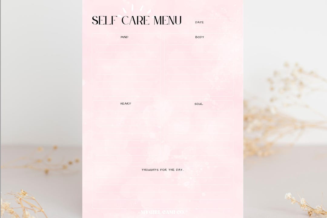 Self Care Menu Printable Planner | Heart, Mind, Body, Soul (A4 A5) (PDF ...