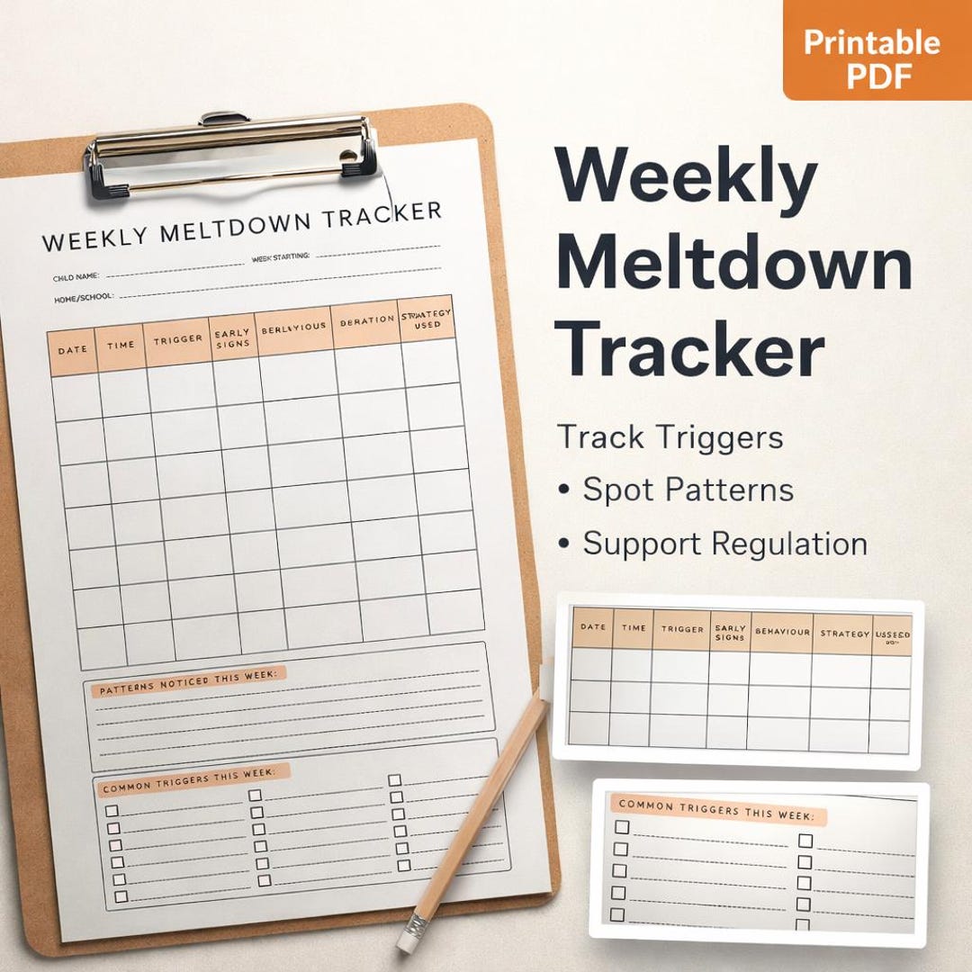 Autism Meltdown Tracker Weekly Behavior Log Printable, SEN Behavior ...