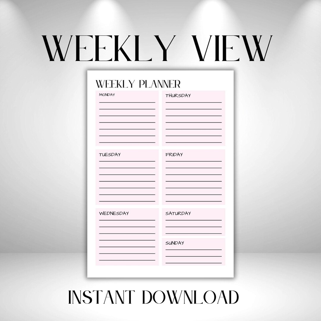 Weekly Planner Printable | Soft Pastel Pink Weekly Overview ...