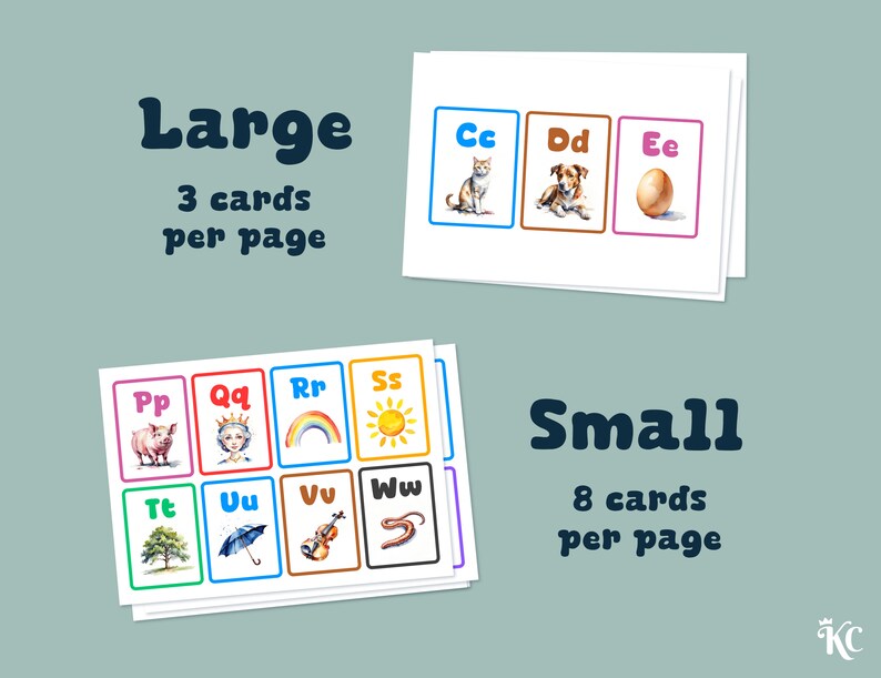 Educational ABC Flash Cards for Toddlers - Printable Digital Download ...