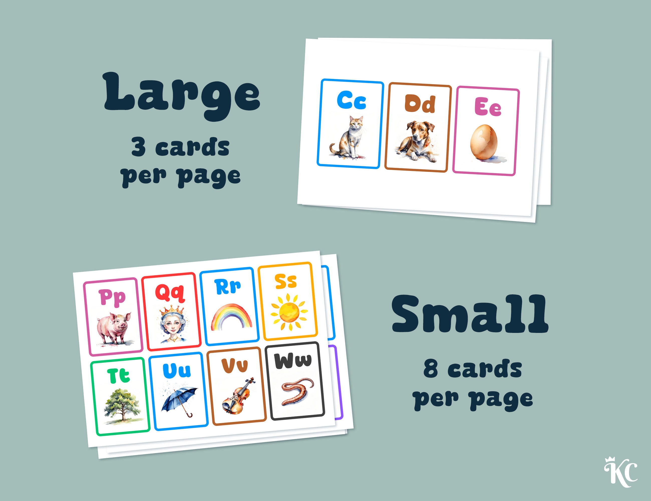 Educational ABC Flash Cards for Toddlers - Printable Digital Download ...