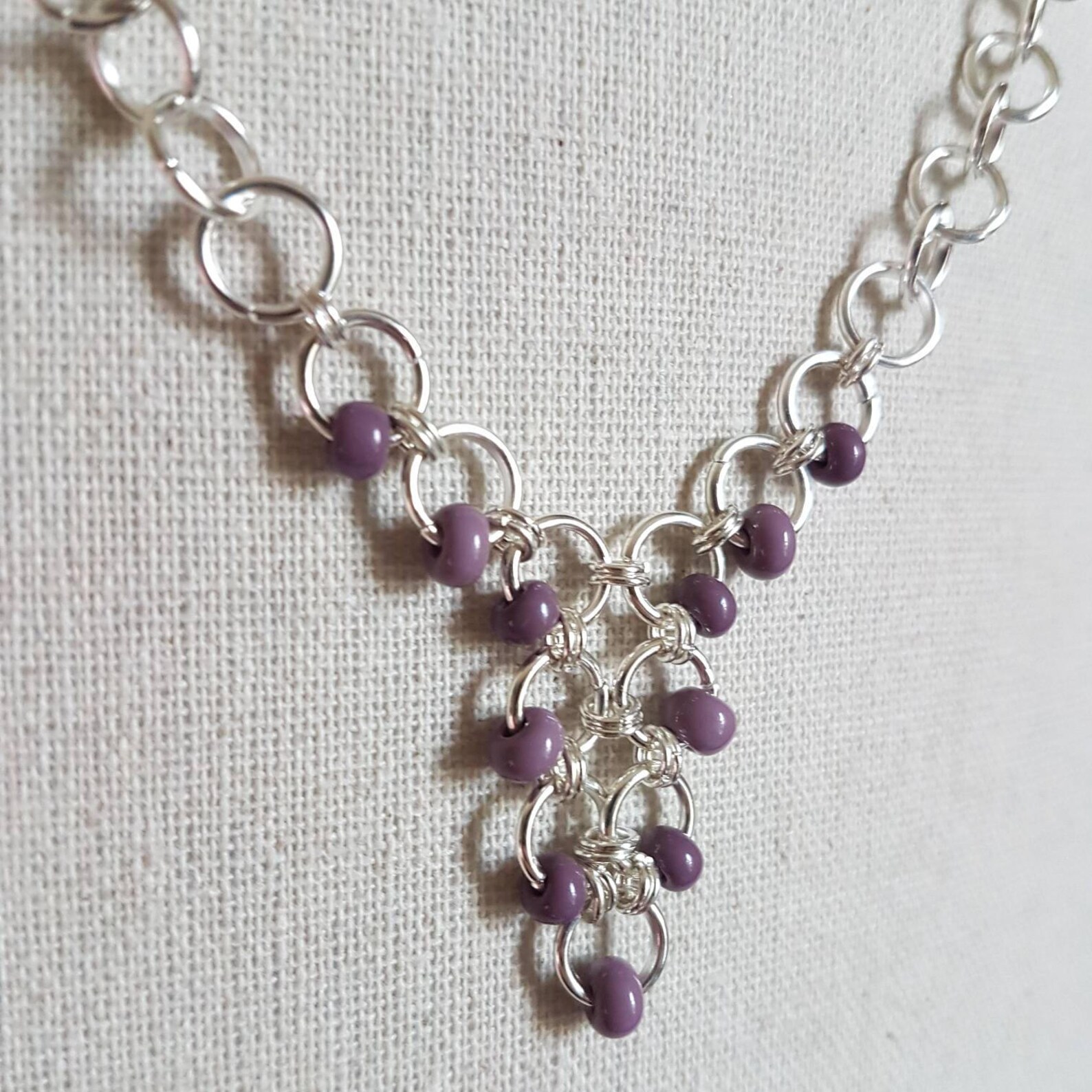 Violet Purple Beaded Chain Necklace - Etsy UK
