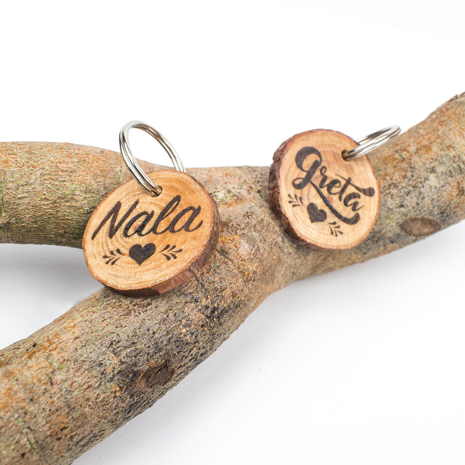 Dog Tag Made of Wood natural Knot Disc With Bark With - Etsy UK